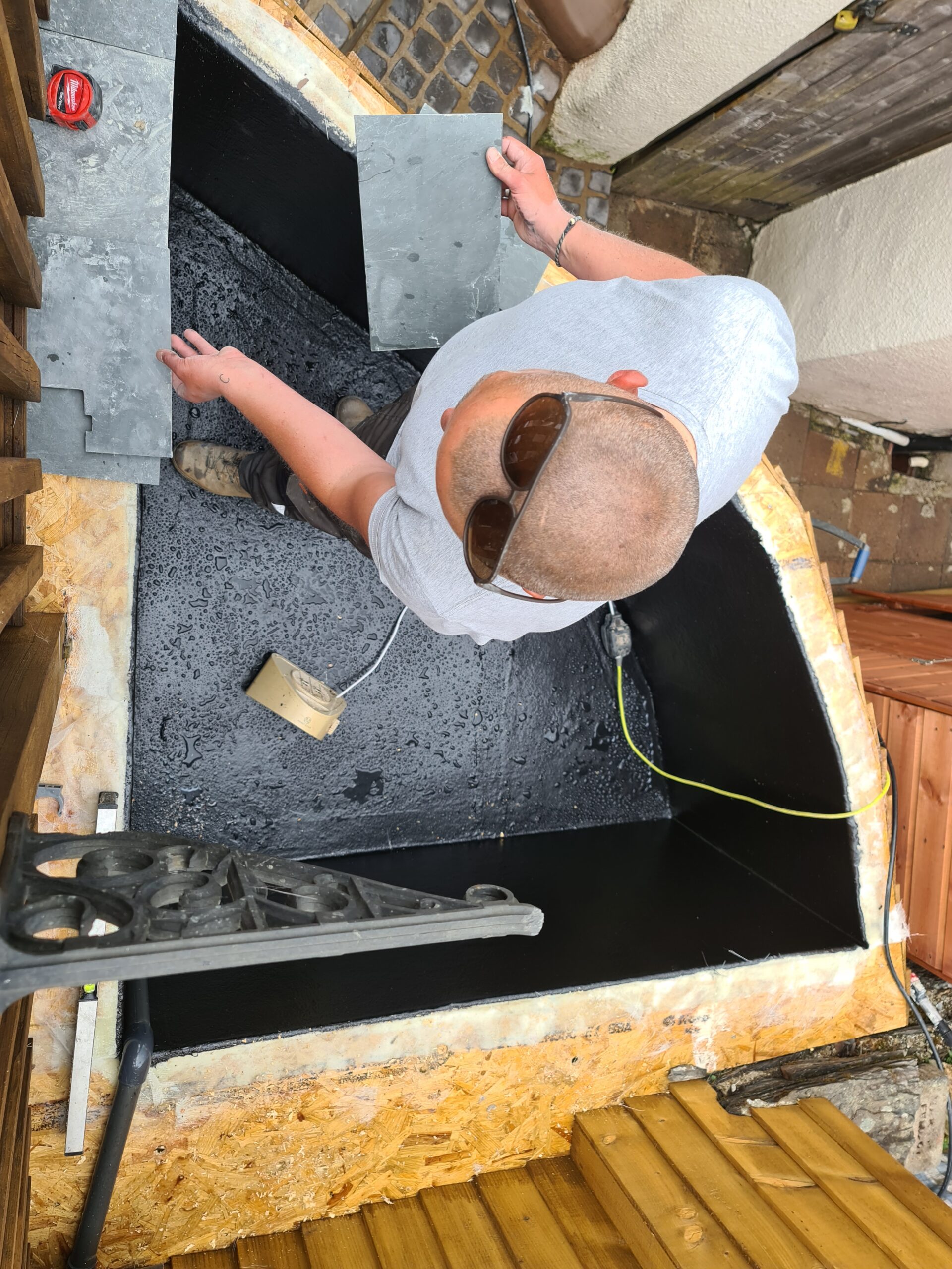 Raised Wooden Pond With A Waterfall - Specialist Aquatics Solutions